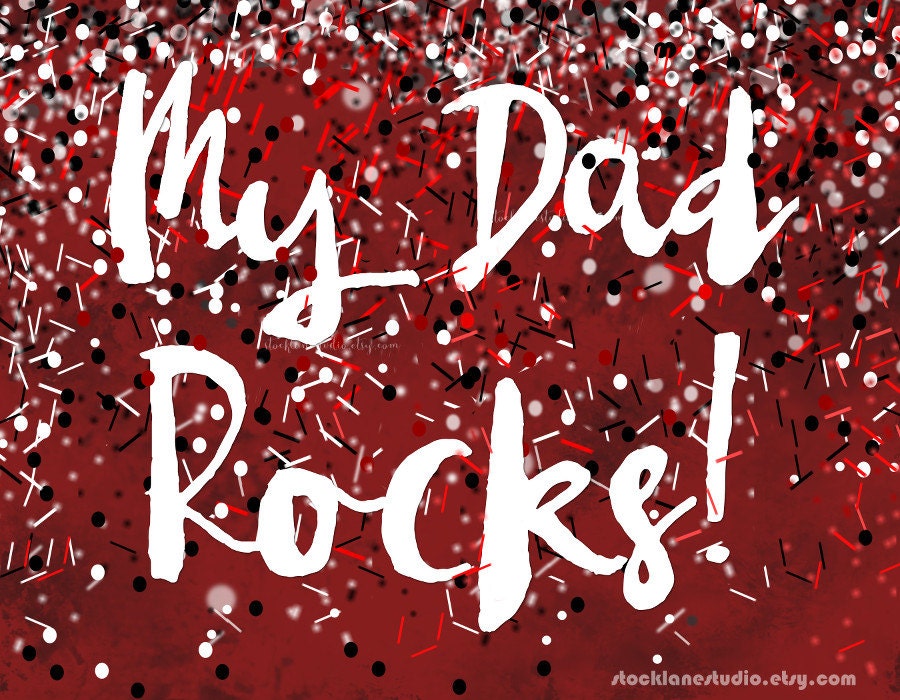 Printable Father's Day Sign My Dad Rocks red white | Etsy