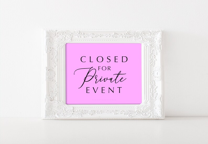 Printable Closed for Private Event Sign in Pink and Black, Do Not Enter ...