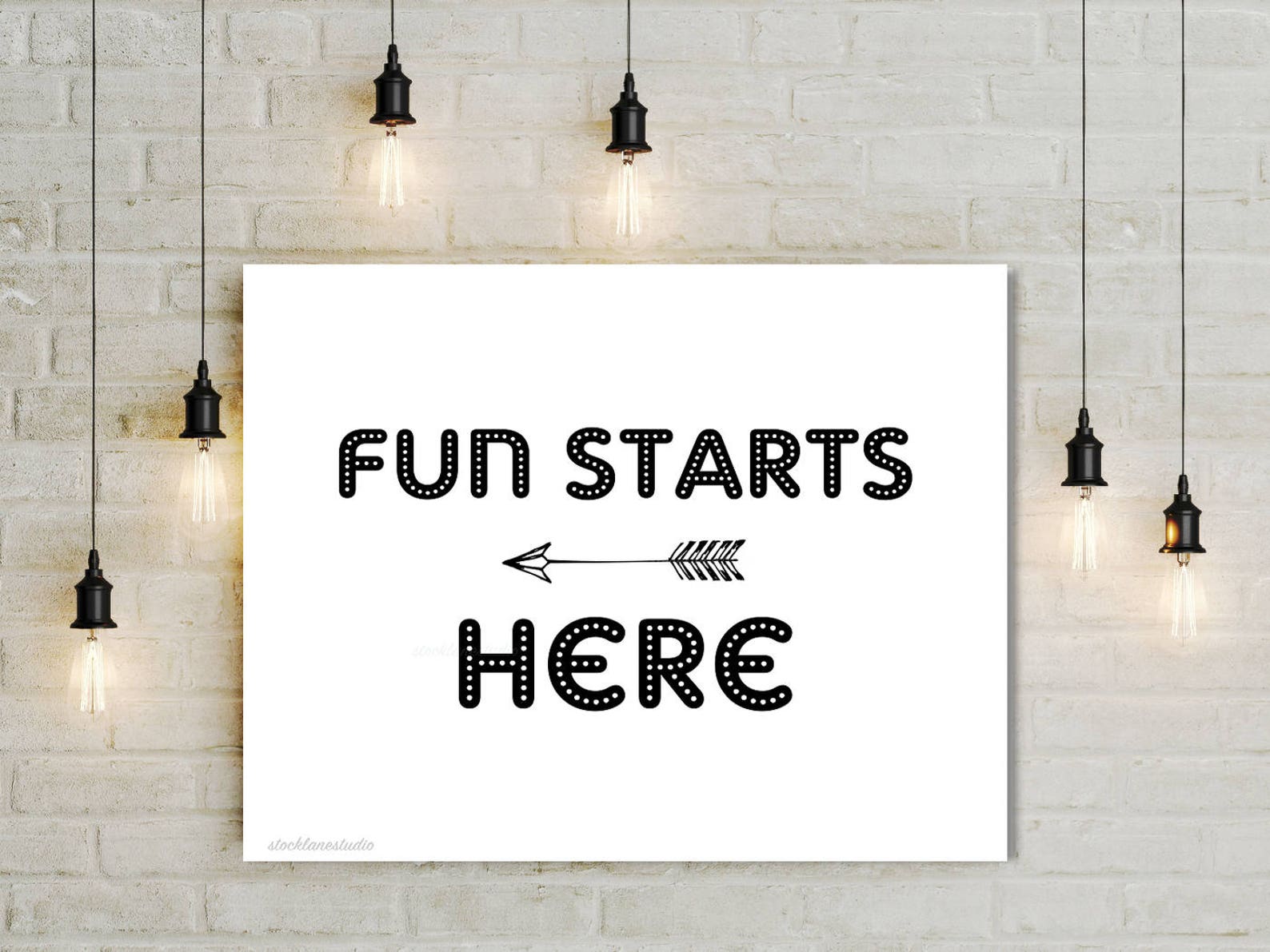 Printable Welcome Sign Fun Starts Here With Arrow Digital Party Decor ...