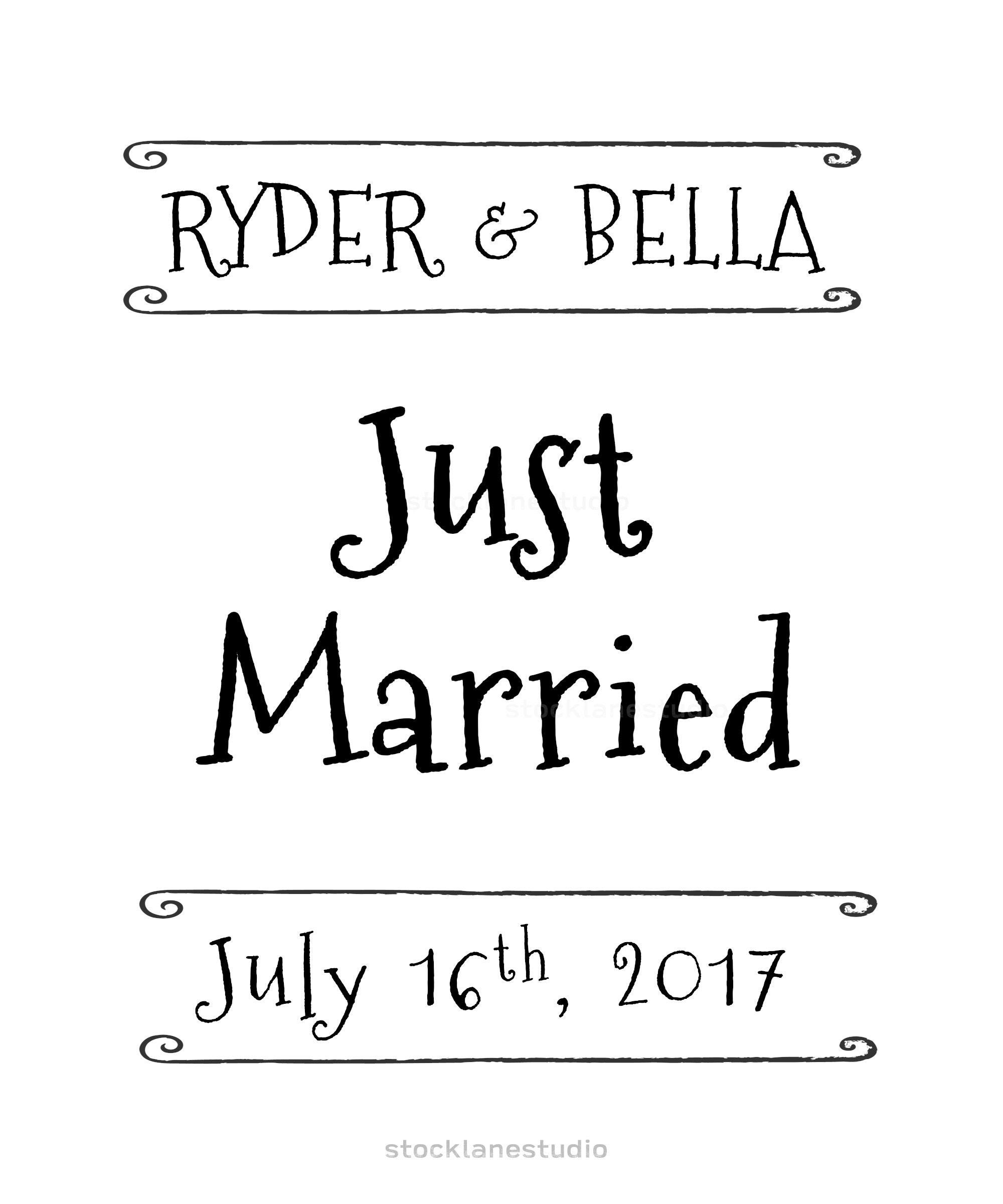 Printable Custom Just Married Wedding Sign Digital reception | Etsy