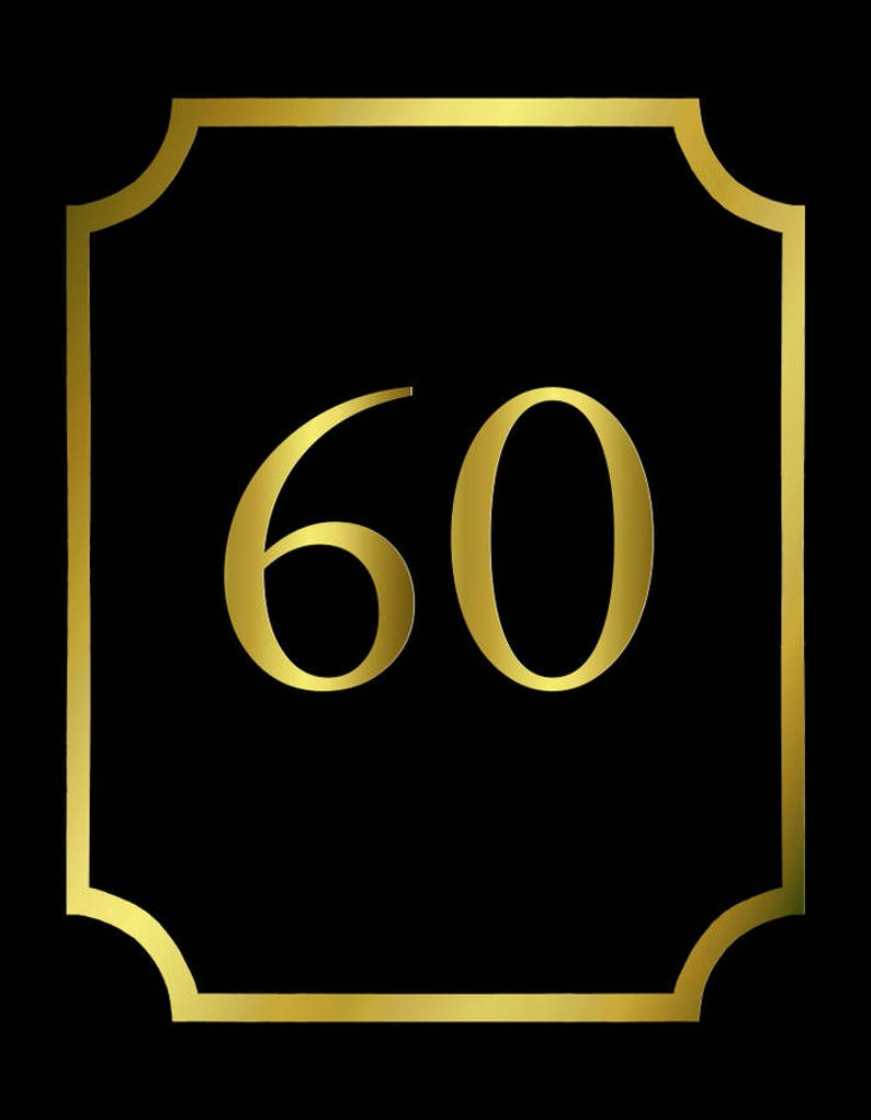 Printable Birthday Number Poster 60 Gold Black Party Party - Etsy