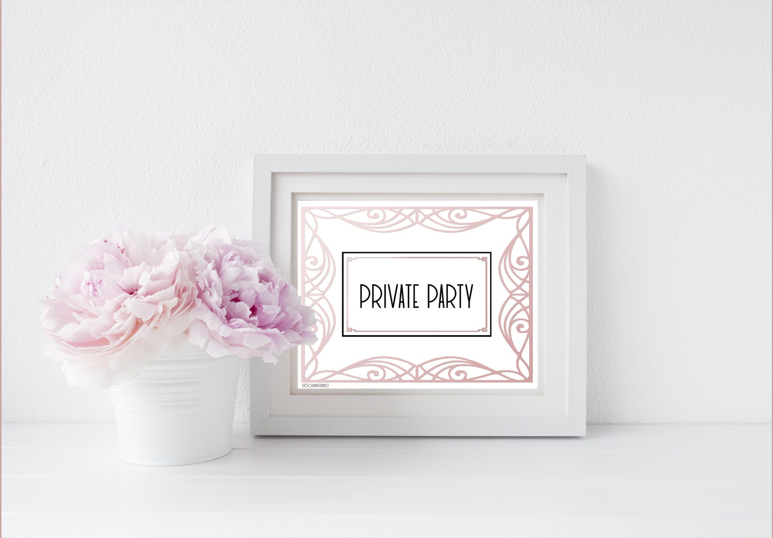 Printable Private Party Event Sign Rose Gold Art Party Decor | Etsy