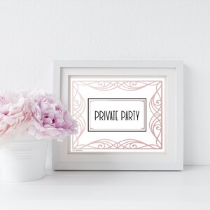 Printable Private Party Event Sign, Rose Gold Art Party Decor for Her ...