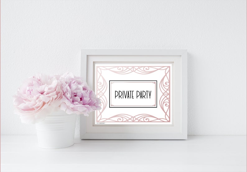 Printable Private Party Event Sign, Rose Gold Art Party Decor for Her ...