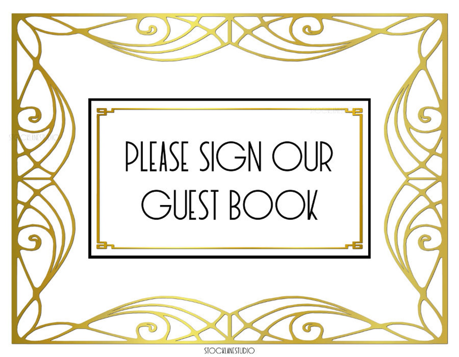 Printable Guest Book Sign Art Deco Please Sign Guest Book DIY - Etsy