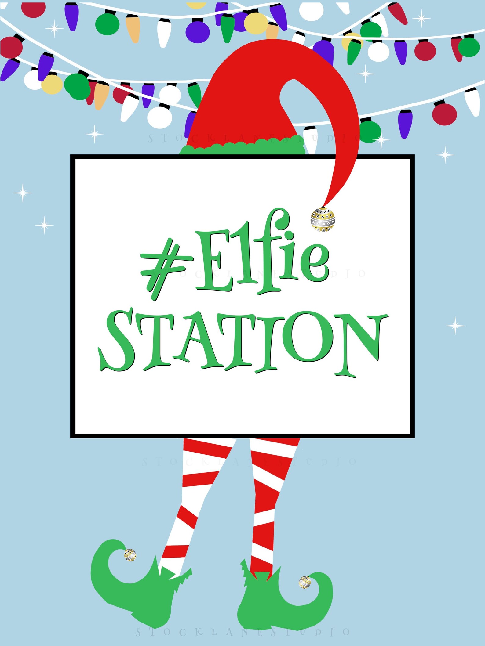 Elfie Station - Printable Christmas Party Selfie Photo Prop Sign, 7x5 ...