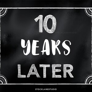 Printable 10 Years Later Anniversary or Class Reunion Sign, Black White ...