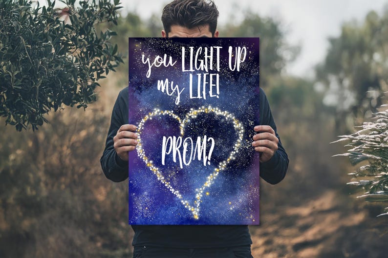 Printable Celestial Blue Promposal Poster | You Light up My Life Starry ...