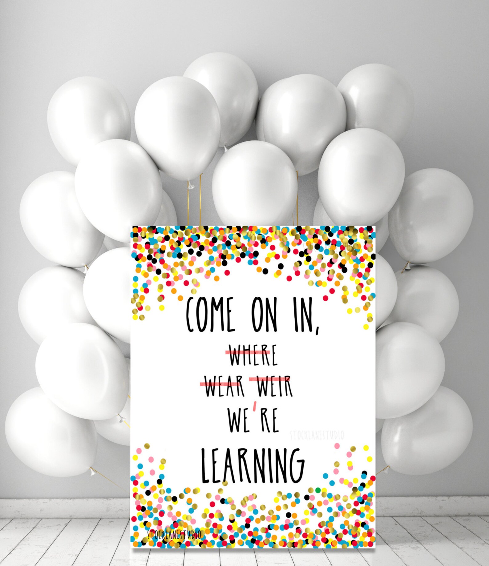 Printable First Day of School Teacher Door Sign Confetti - Etsy