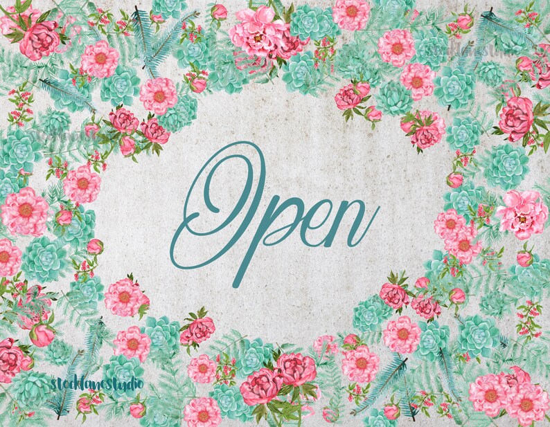 Open Sign Instant Download Floral Business Door Sign Yes - Etsy