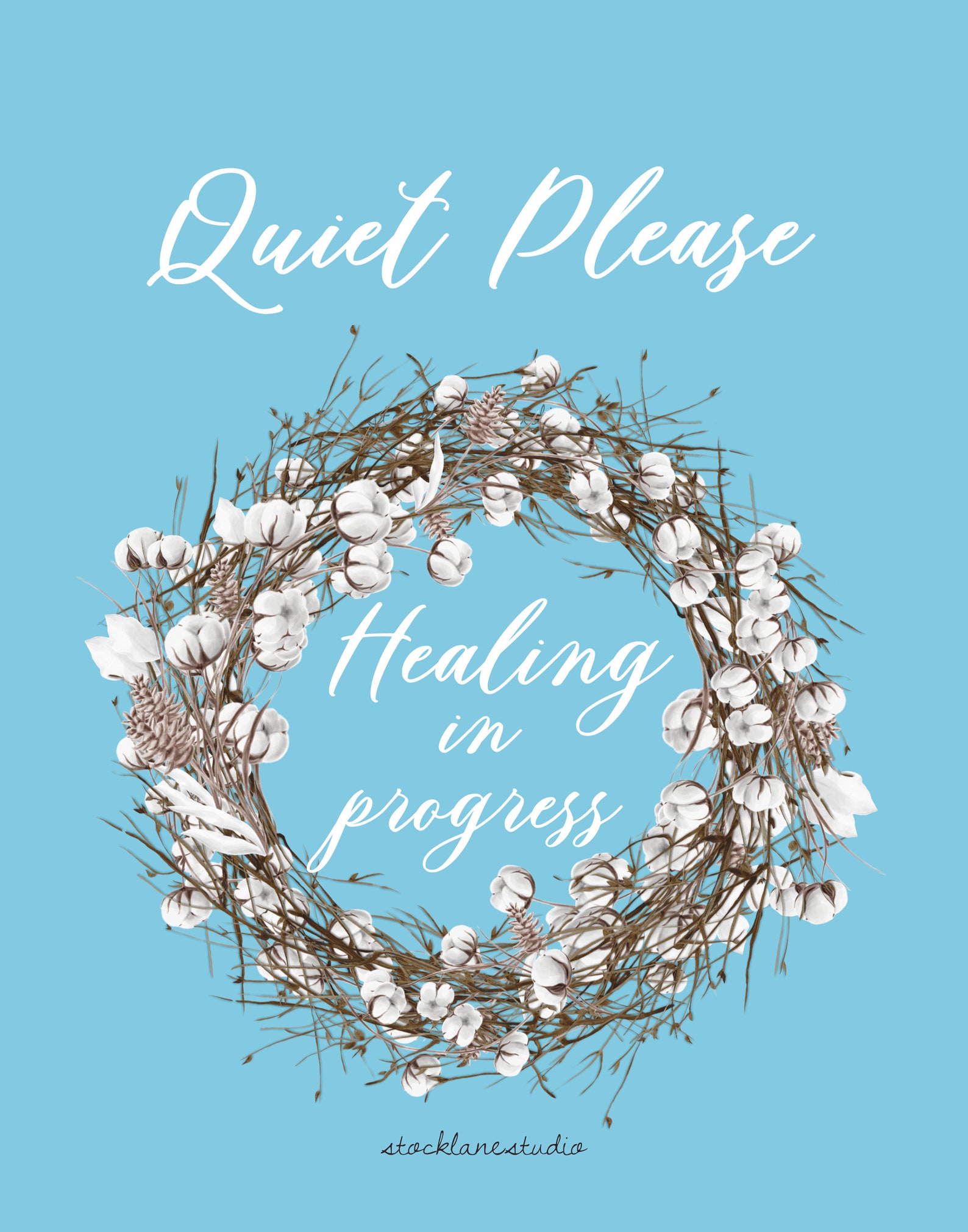 Printable Quiet Please Healing in Progress Blue White Do Not | Etsy