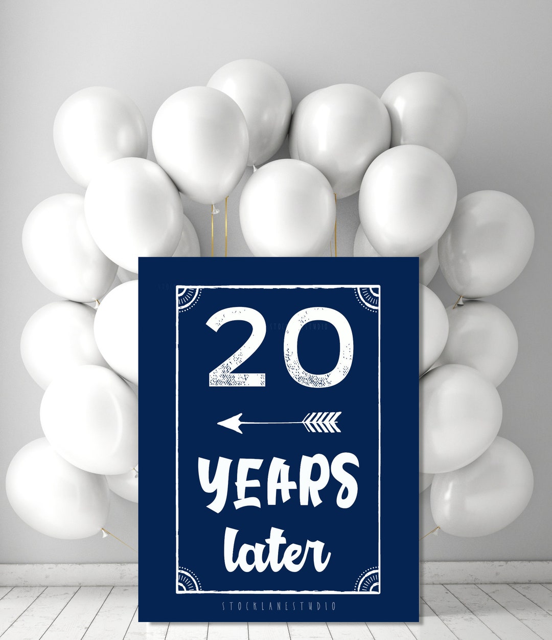 Printable Party Decorations Blue 20 Years Later Class Reunion Sign With ...