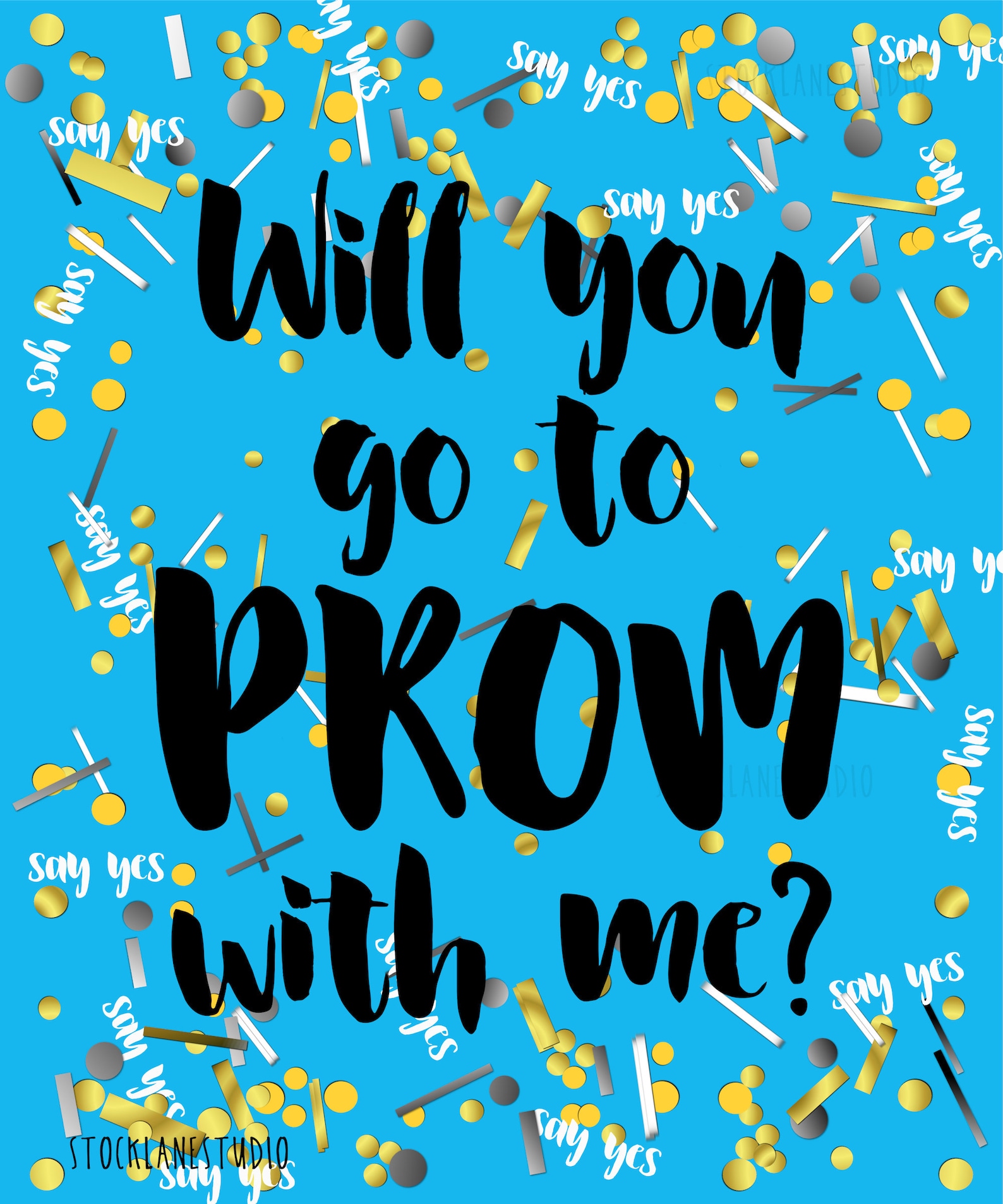 Printable BLUE Prom Proposal Sign Digital Say Yes confetti | Etsy