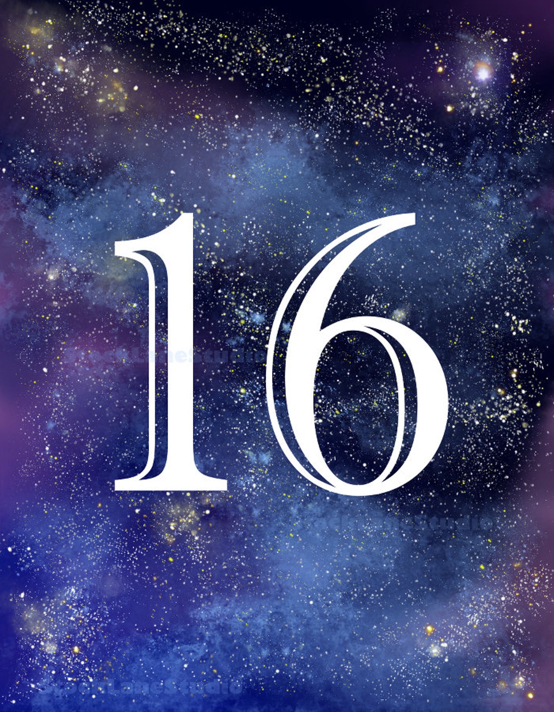 16th Birthday Party Decor Printable Number Sixteen Galaxy - Etsy
