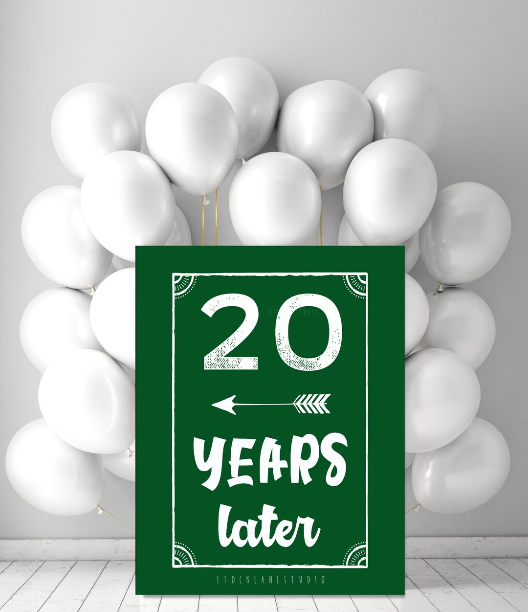 Printable Green 20th Class Reunion Party Decorations, Class or 2005 ...