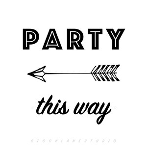 Party Directional Arrow Sign: Black & White Printable (digital Download ...