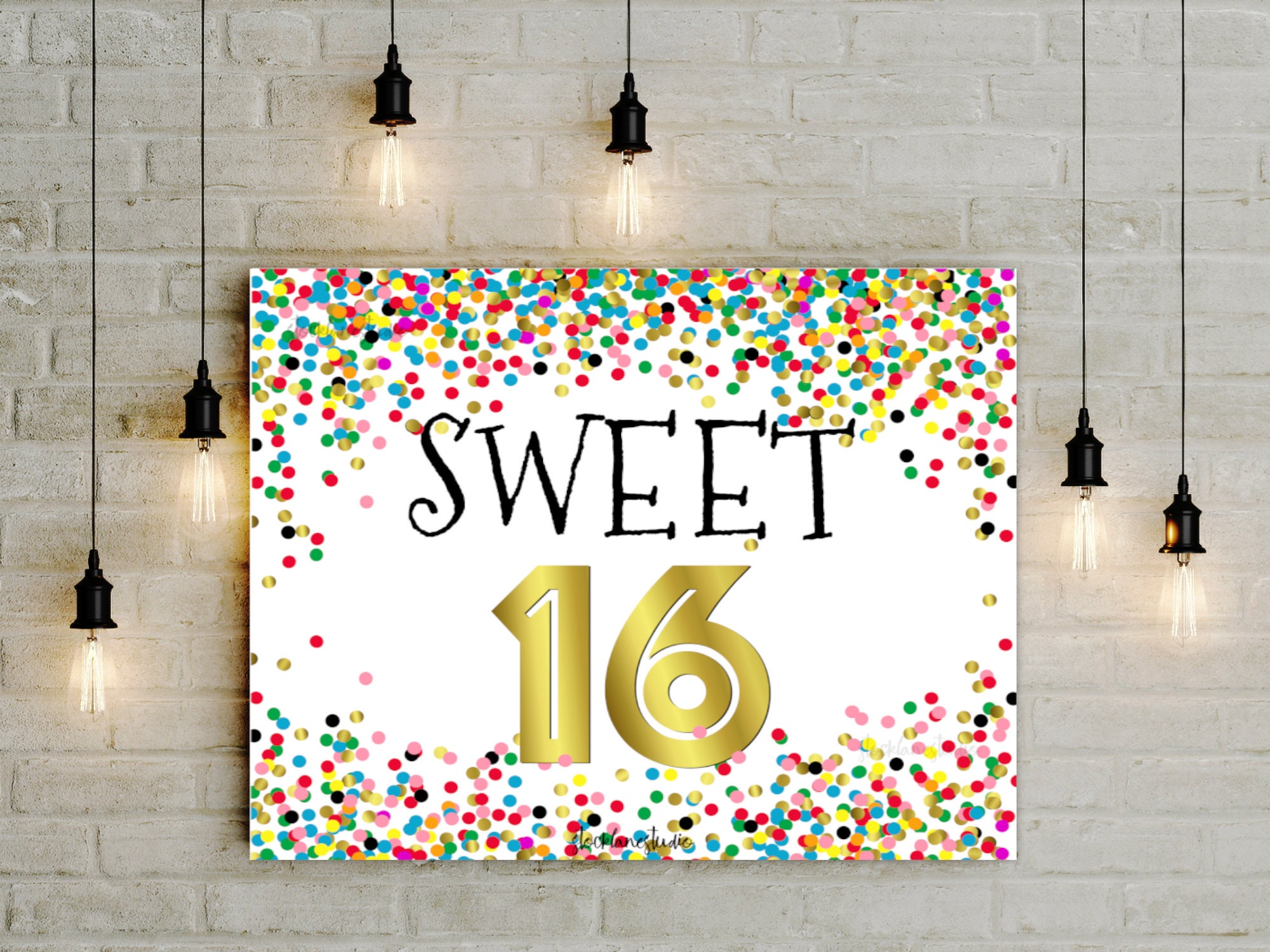 Printable Sweet Sixteen Poster Confetti Birthday Decorations - Etsy Ireland