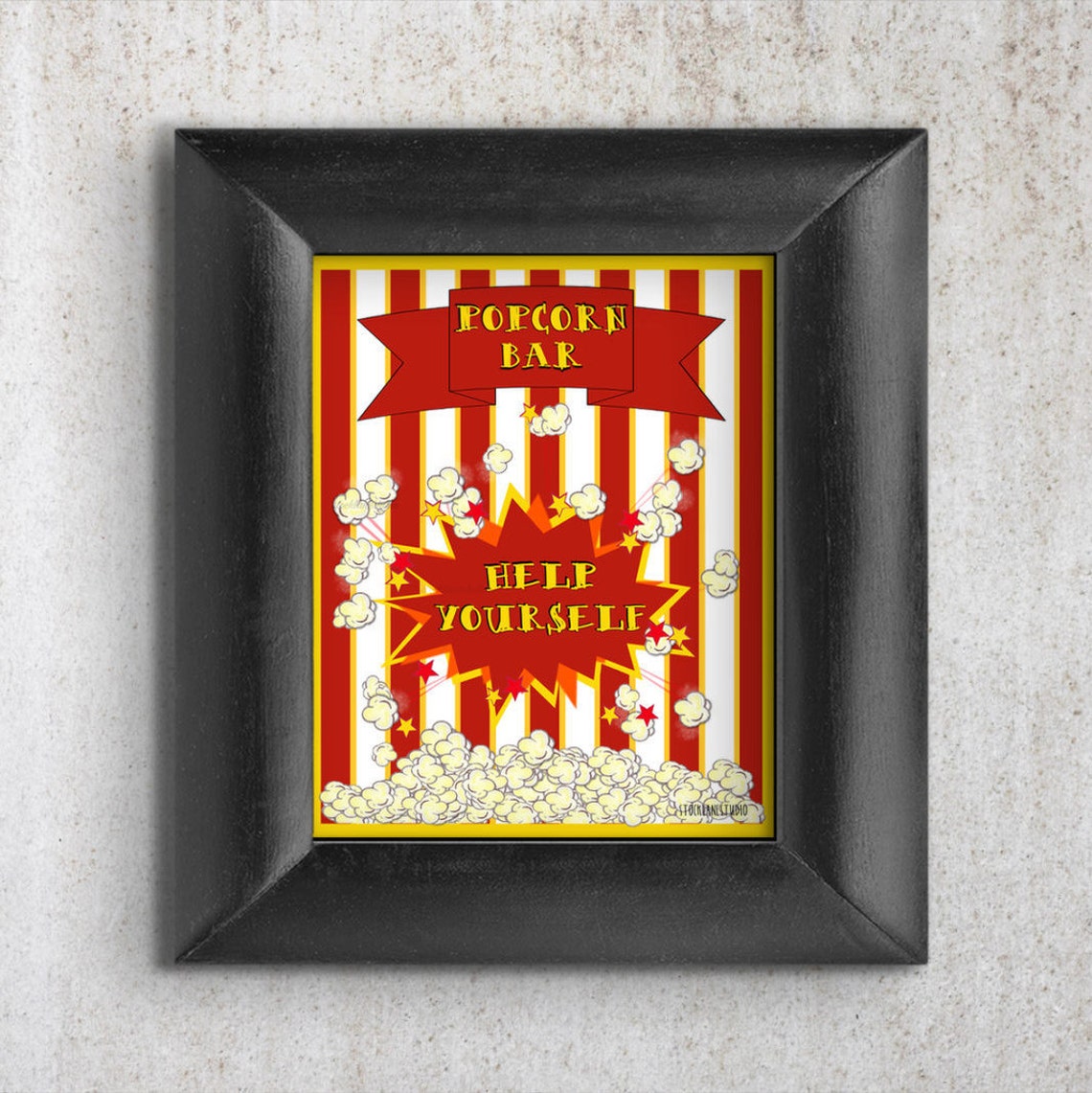 Popcorn Bar Sign Printable Popcorn Party Sign Digital | Etsy