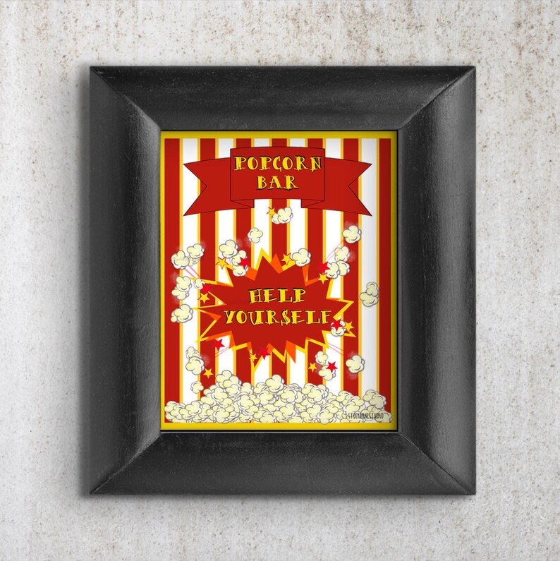 Popcorn Bar Sign Printable Popcorn Party Sign Digital | Etsy
