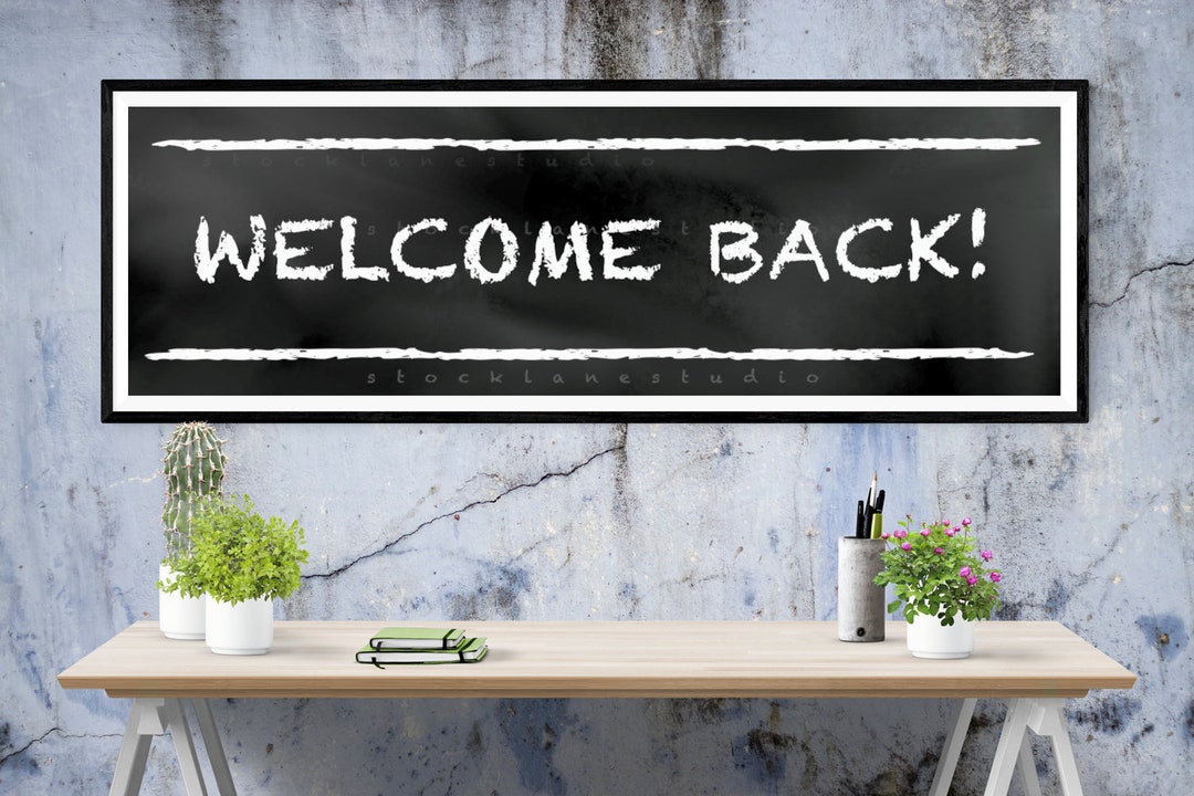 Printable School Banner, Welcome Back Black Chalkboard Style Sign, Back ...