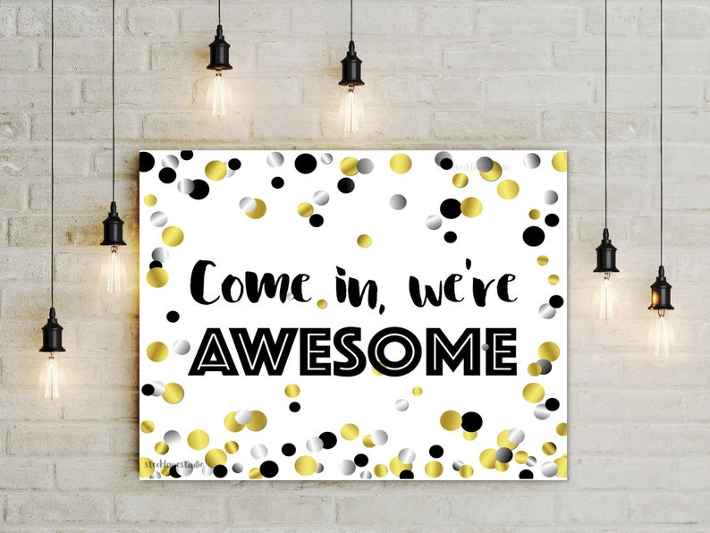 Come on in We're Awesome Printable Welcome Door Sign, Classroom Wall ...