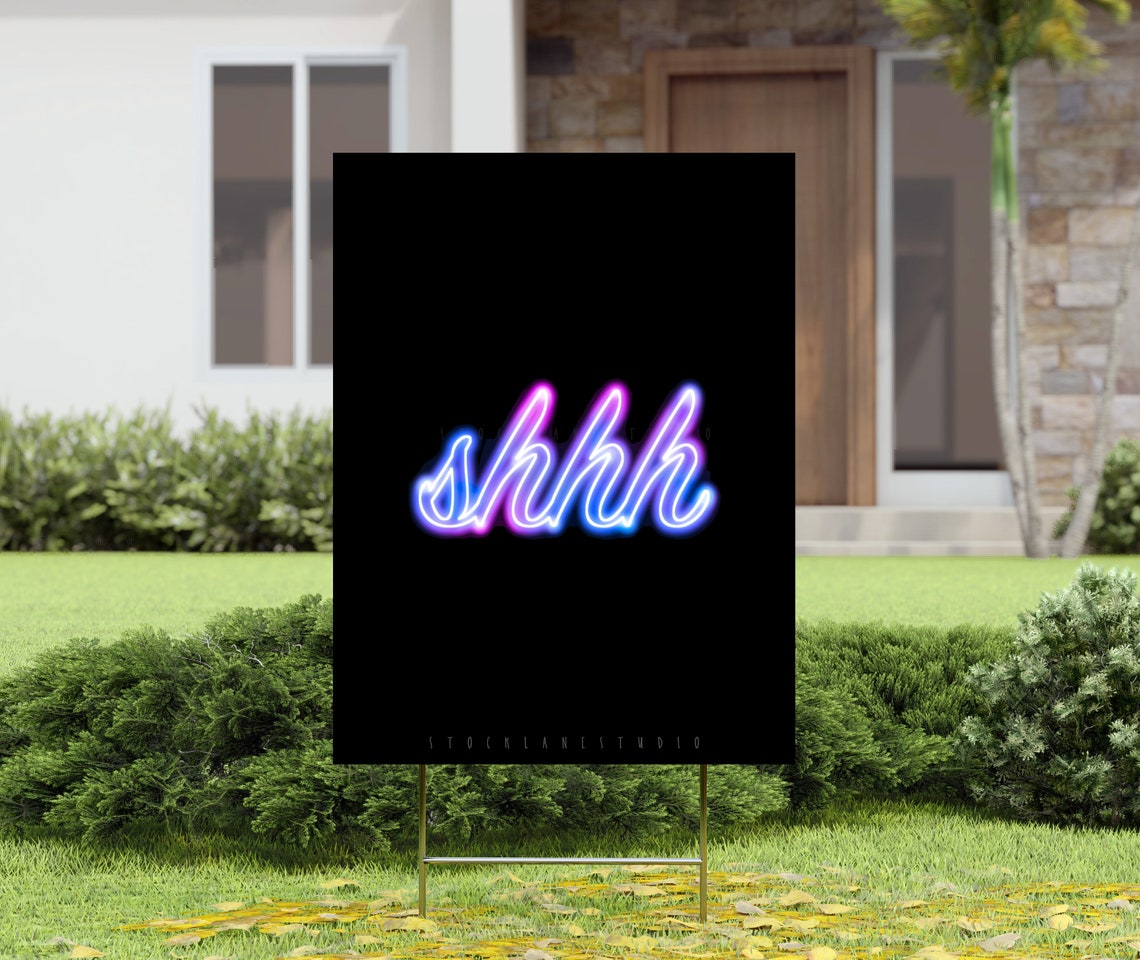 Printable Shhh Quiet Sign in Blue and Lavender Neon Lights for | Etsy