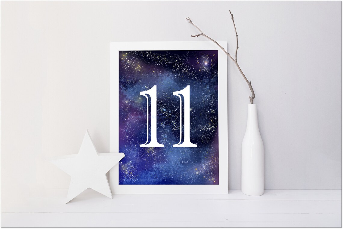 Printable Number 11 Blue 11th Birthday Party Space | Etsy