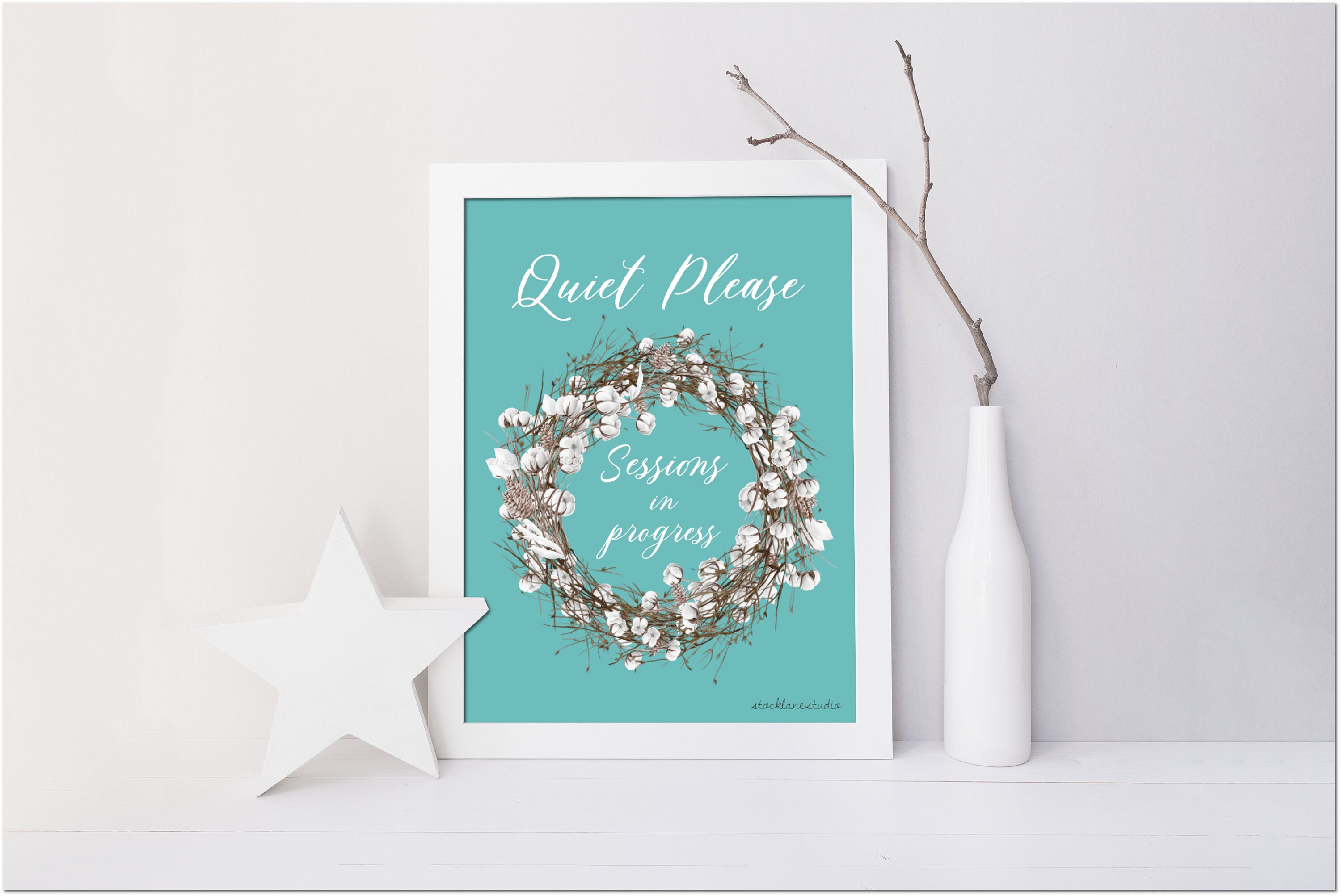 Printable Quiet Please Sessions in Progress Wreath on Green - Etsy UK