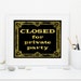 Private Event Sign, Printable Closed for Private Party Sign in Gold and ...