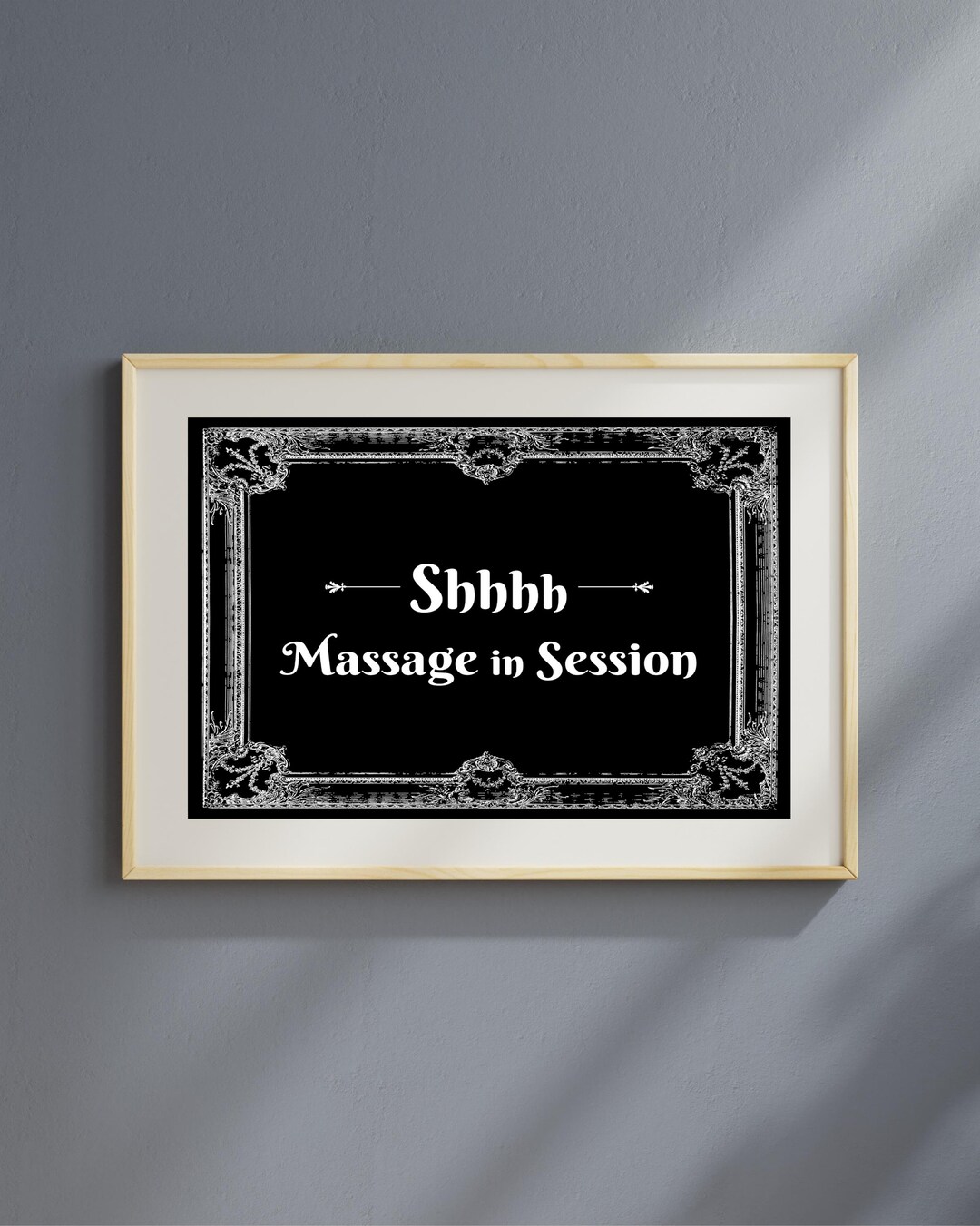 Massage in Session Sign: Shhh Quiet, Elegant Black & White Spa Decor ...