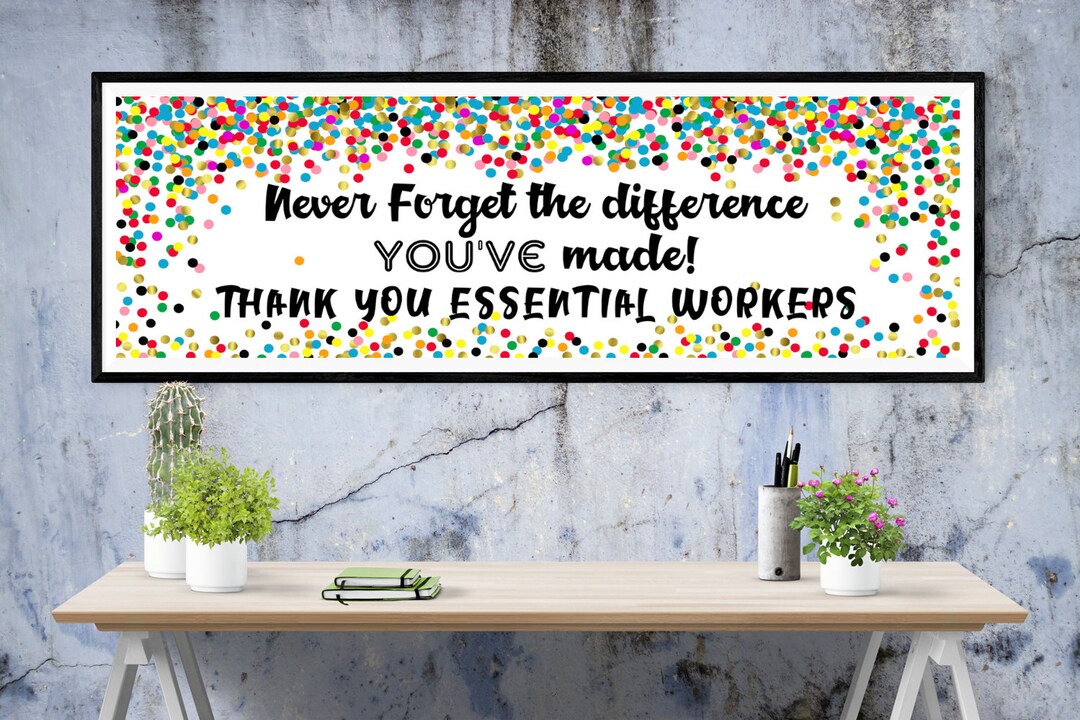 Thank You Essential Workers Banner: Confetti Design (2x6 Ft, JPG ...