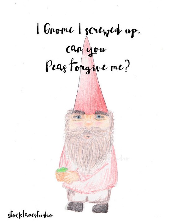 I'm sorry sign Printable Gnome sign Digital apology for | Etsy