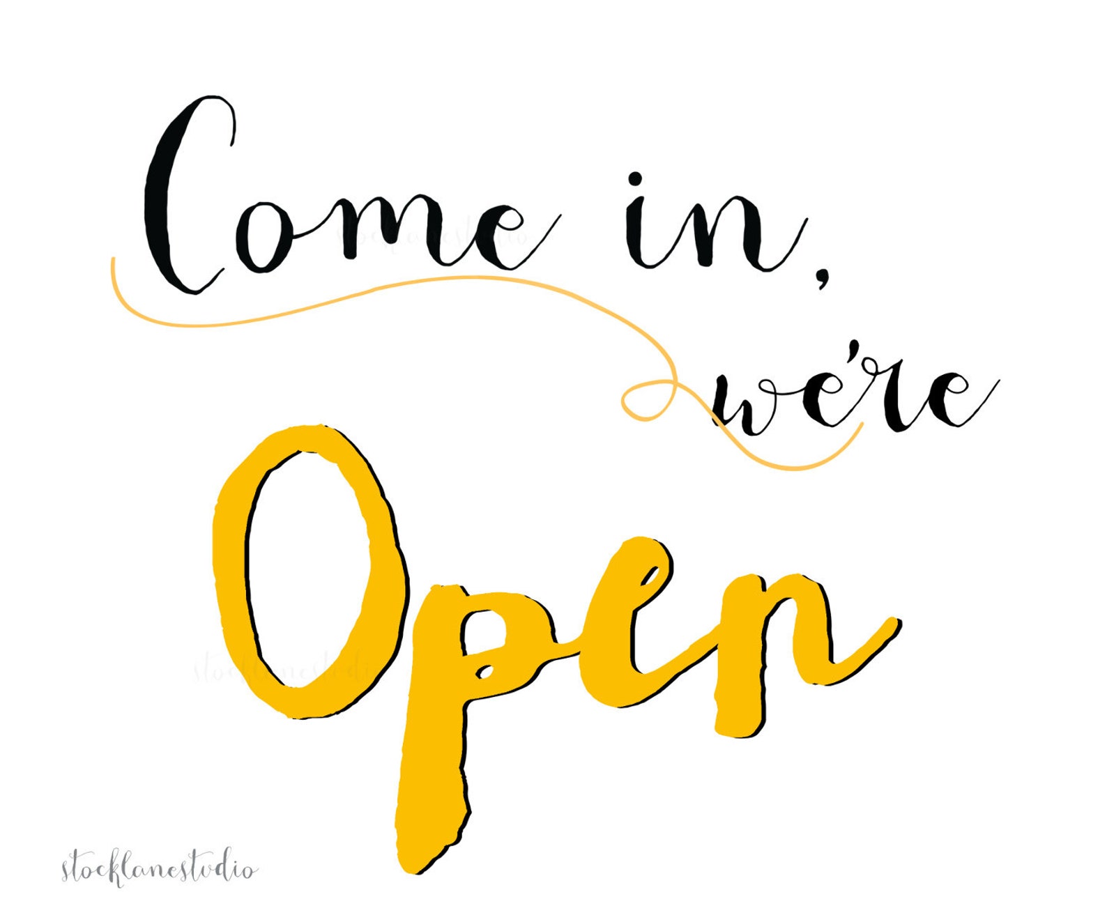 Yellow Open Sign Printable Come in We're Open window | Etsy