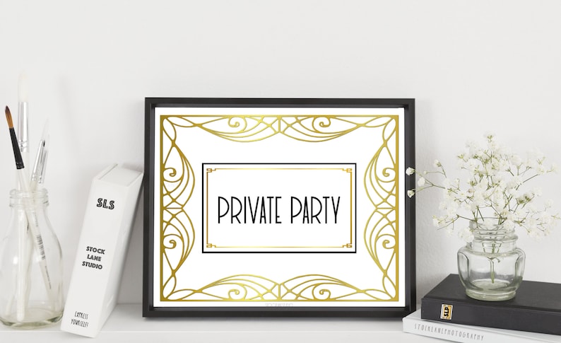 Digital Private Party Event Sign Printable Festive Gold White - Etsy