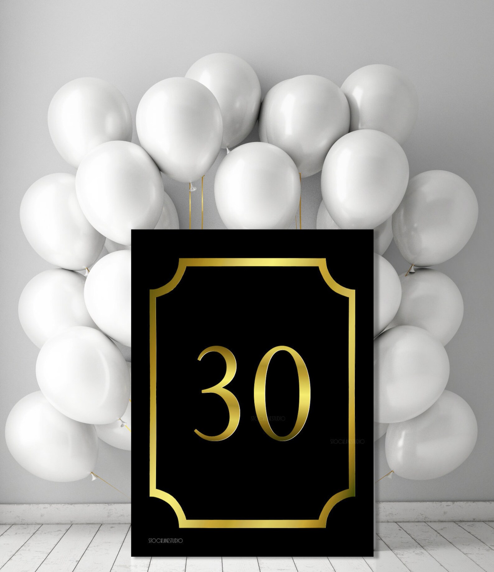 Printable Number 30 Birthday Poster Gold Black 30th Thirtieth - Etsy