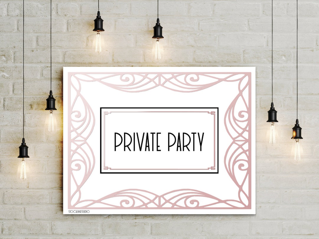 Printable Private Party Event Sign, Rose Gold Art Party Decor for Her ...
