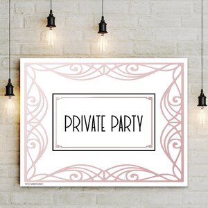 Printable Private Party Event Sign, Rose Gold Art Party Decor for Her ...