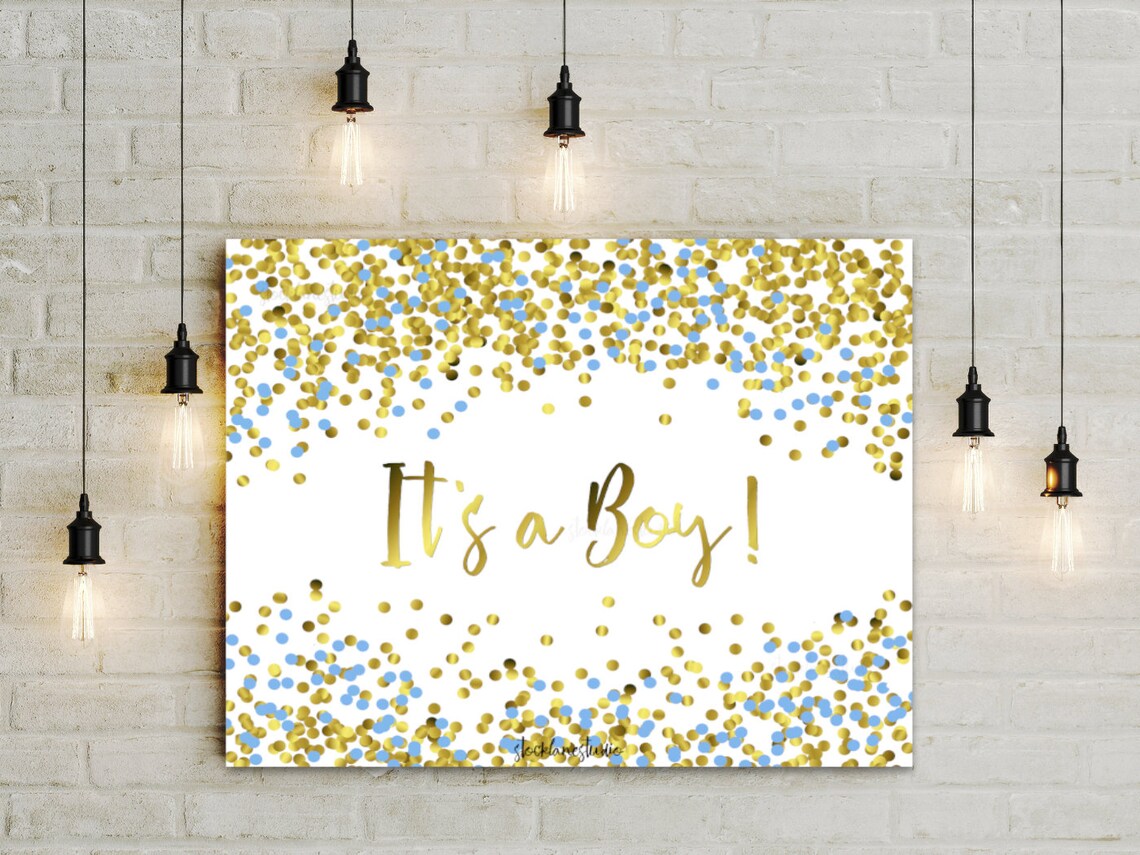 Printable It's a Boy Sign Blue Gold Gender Reveal - Etsy