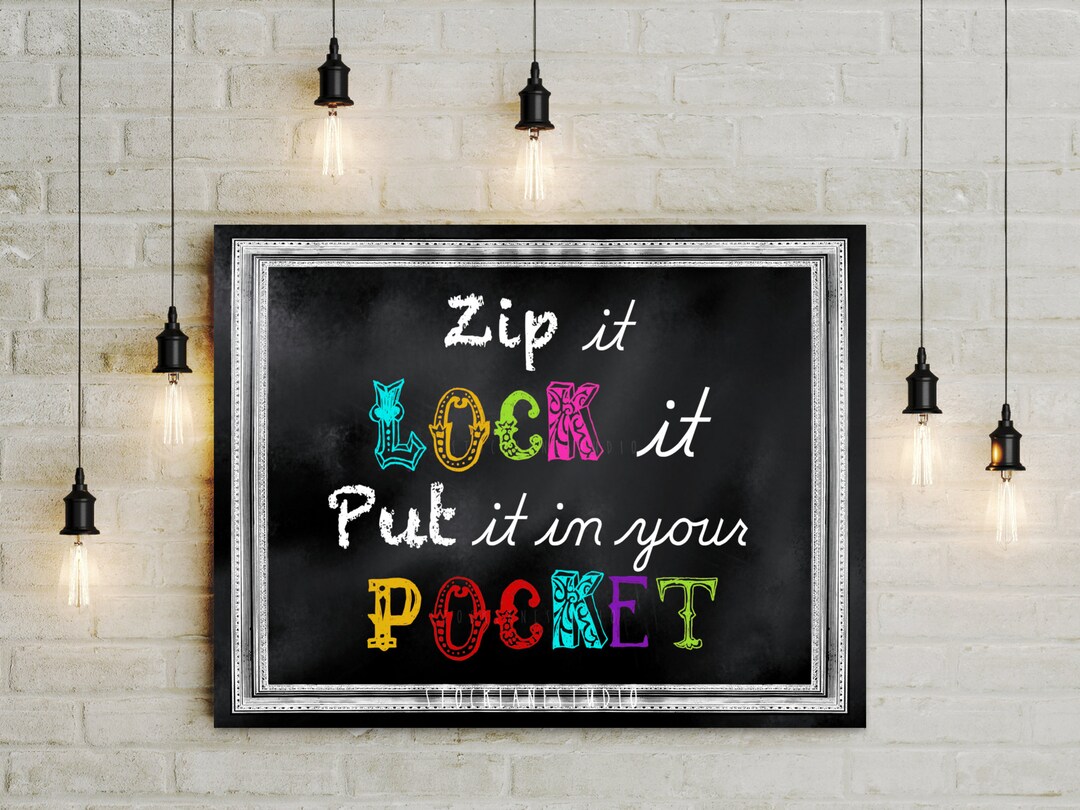 Printable Quiet Sign, Zip It Lock It Put It in Your Pocket, Preschool ...