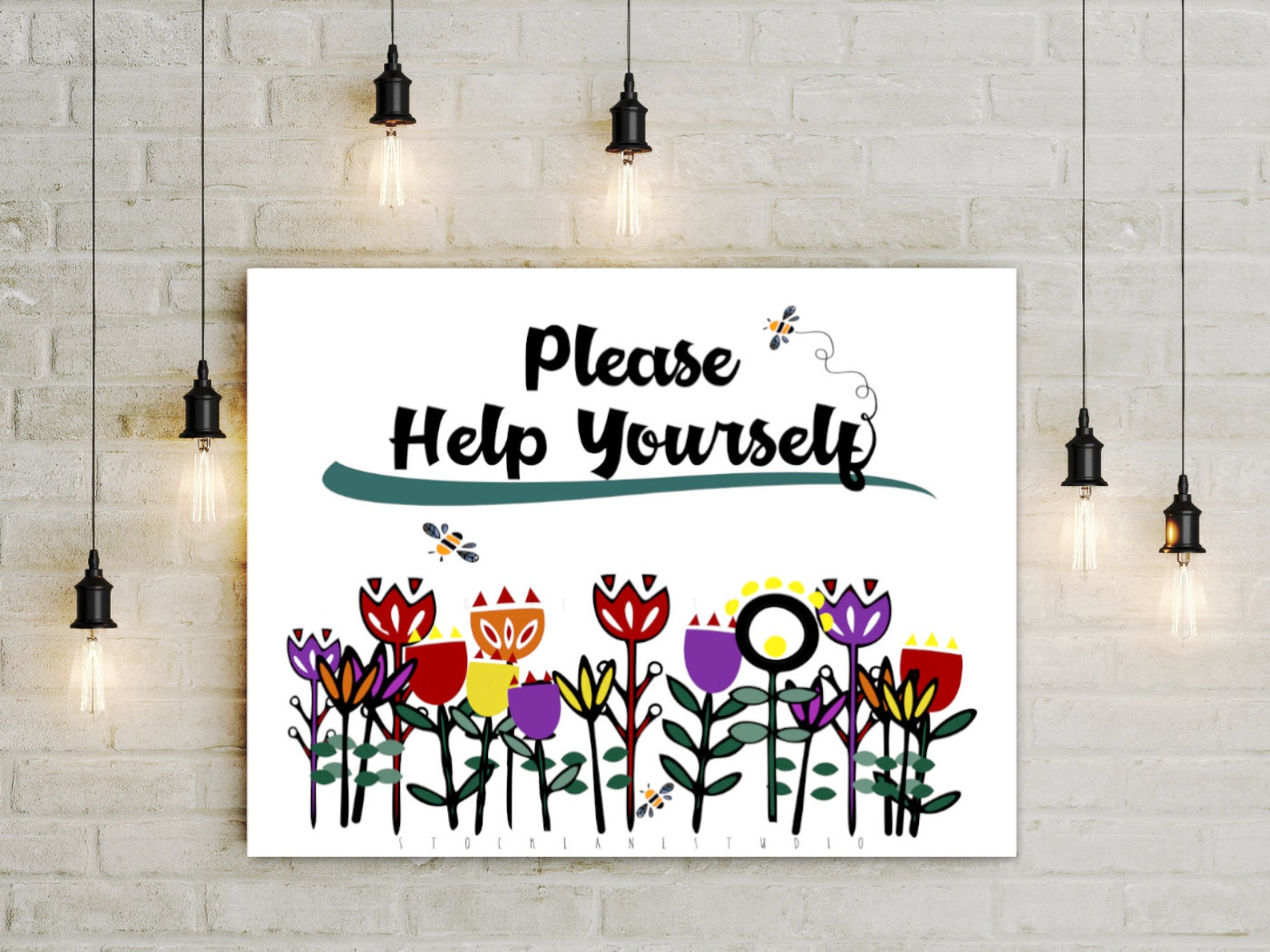 Please help yourself Printable Sign with flowers and bees food | Etsy