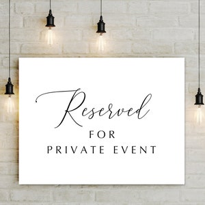 Printable RESERVED for Private Event Sign, Black White, for Restaurants ...
