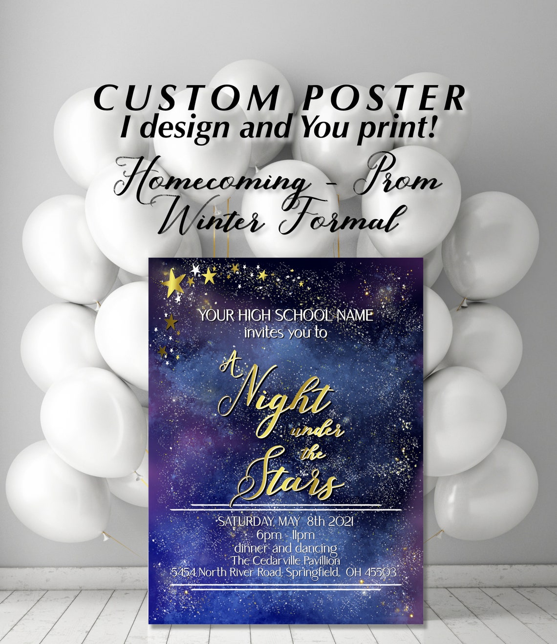 Prom Proposal PRINTABLE Starry Galaxy Heart Poster Digital - Etsy