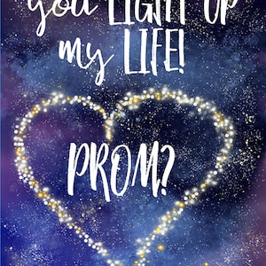 Prom Proposal, PRINTABLE Starry Galaxy Heart Poster, Digital Dance ...
