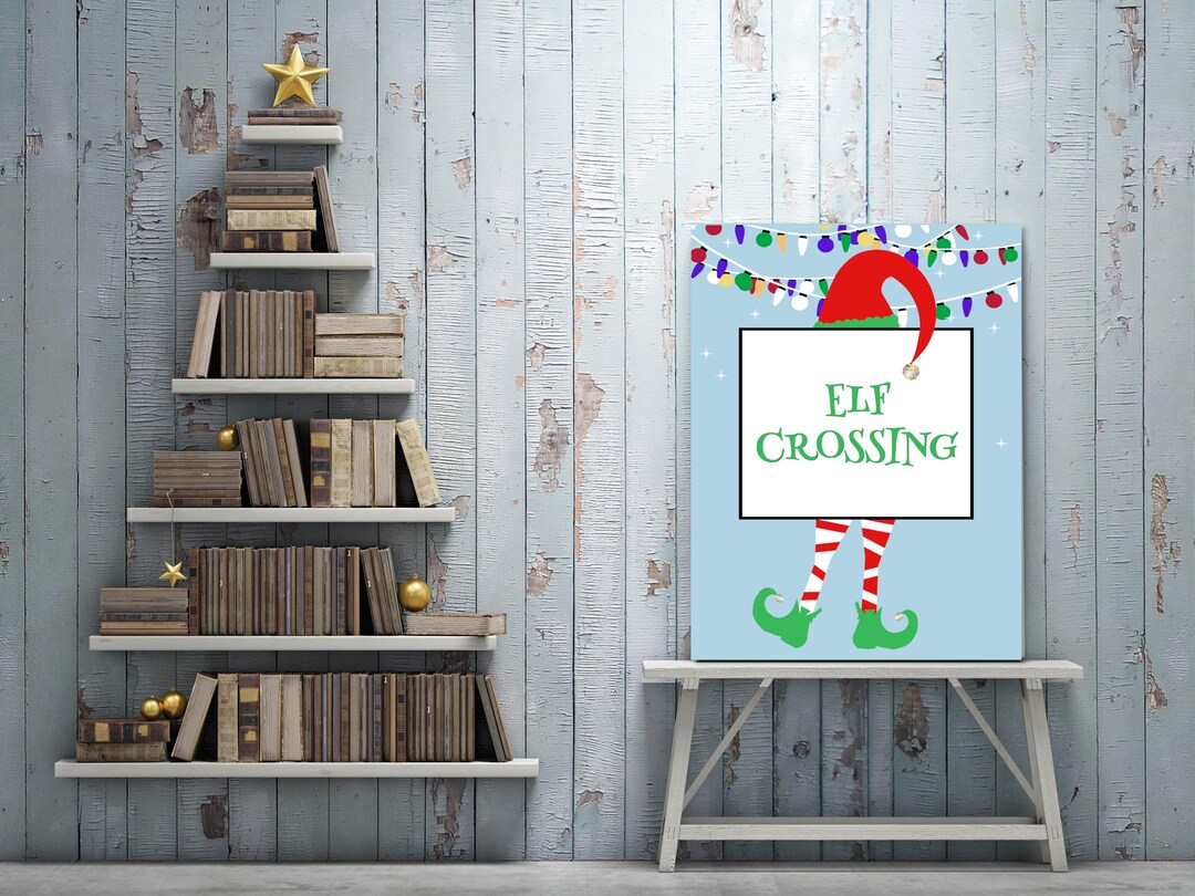 Elf Crossing Sign, Christmas Lights Party Decor (digital Download) - Etsy