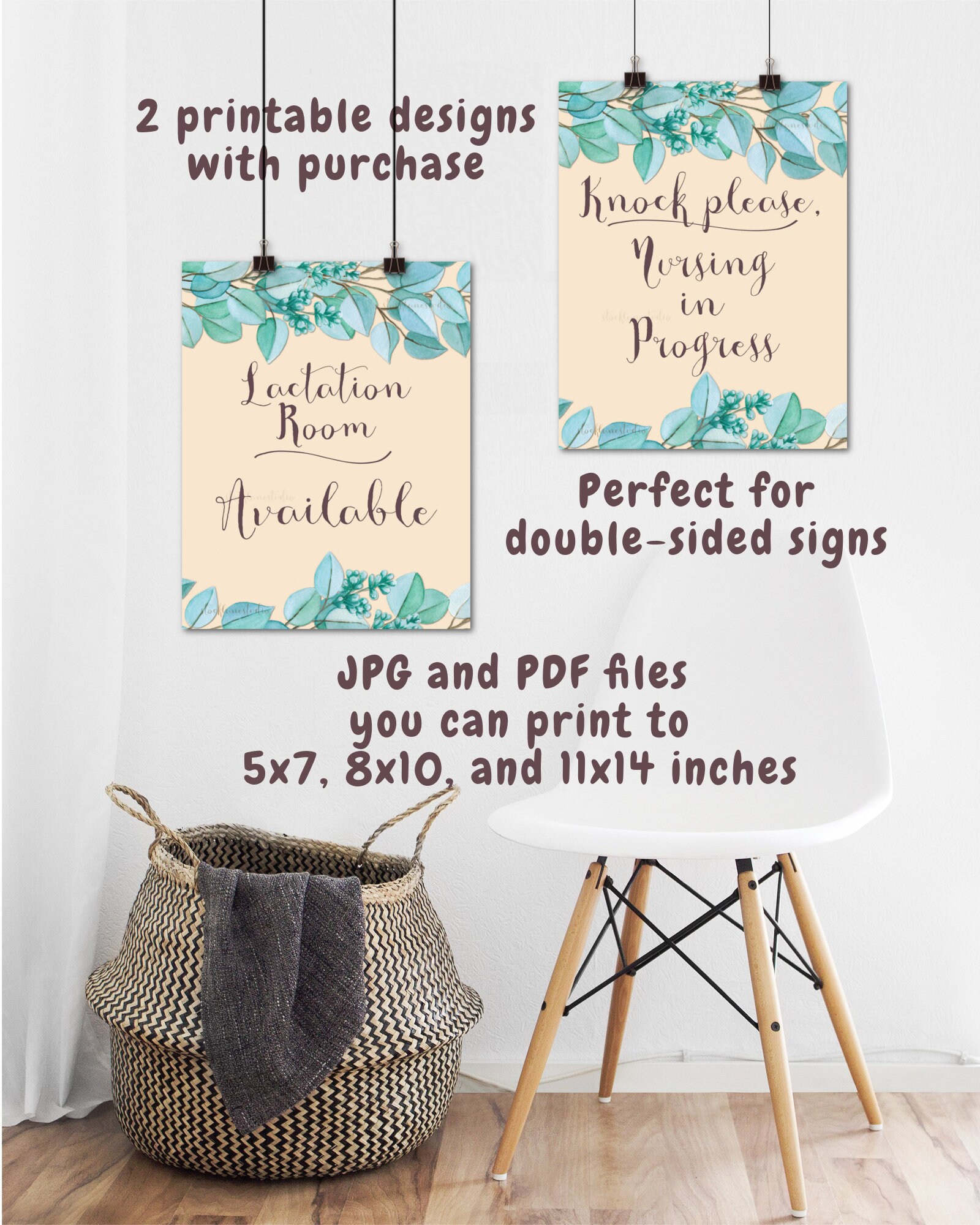 Printable Breastfeeding Sign: Double Sided Nursing Room Decor (JPG, PDF ...