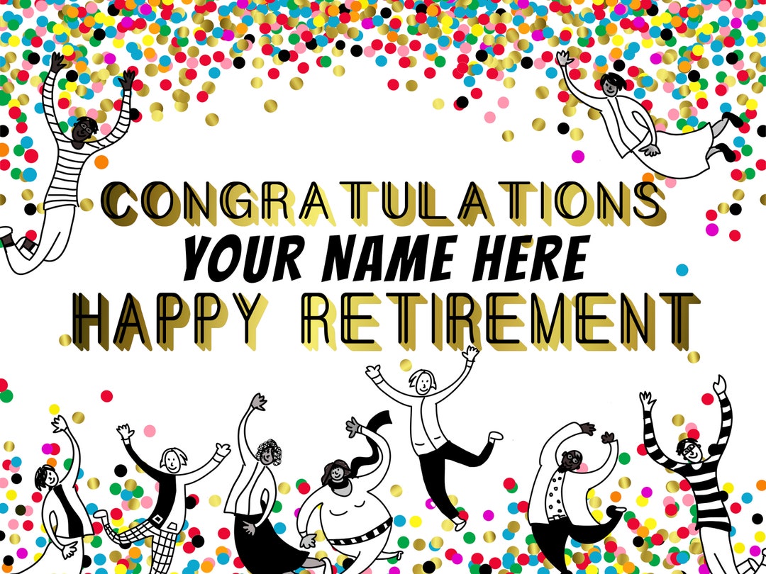 Printable Custom Happy Retirement Party Sign, People Cheering on ...