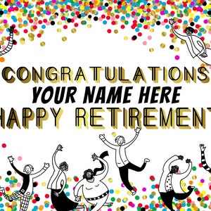 Printable Custom Happy Retirement Party Sign, People Cheering on ...