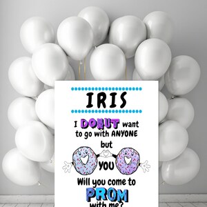 Printable Funny Personalized Donut Promposal for Her Will You Go to ...