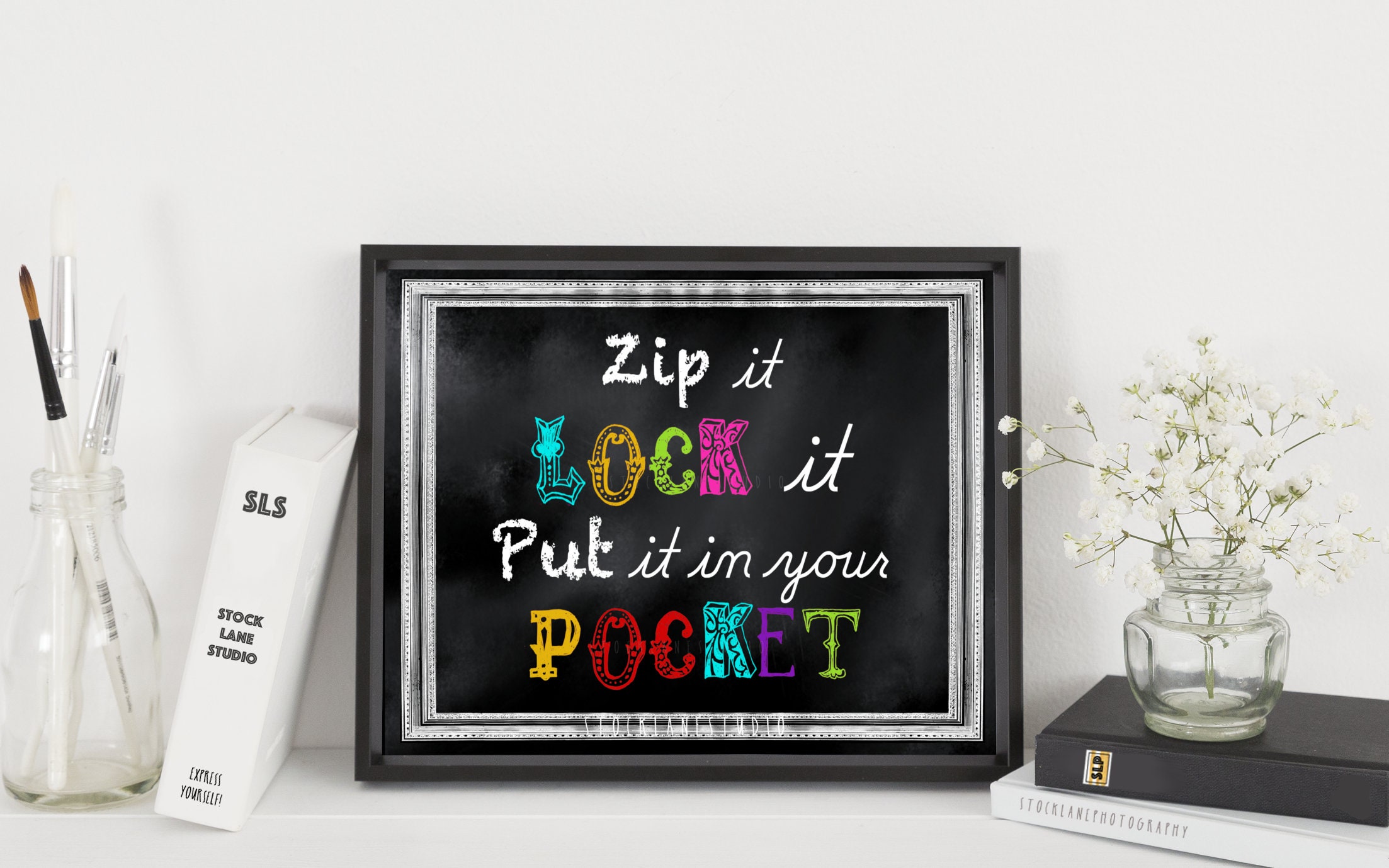 Printable Quiet Sign Zip it Lock It Put it in your pocket - Etsy 日本