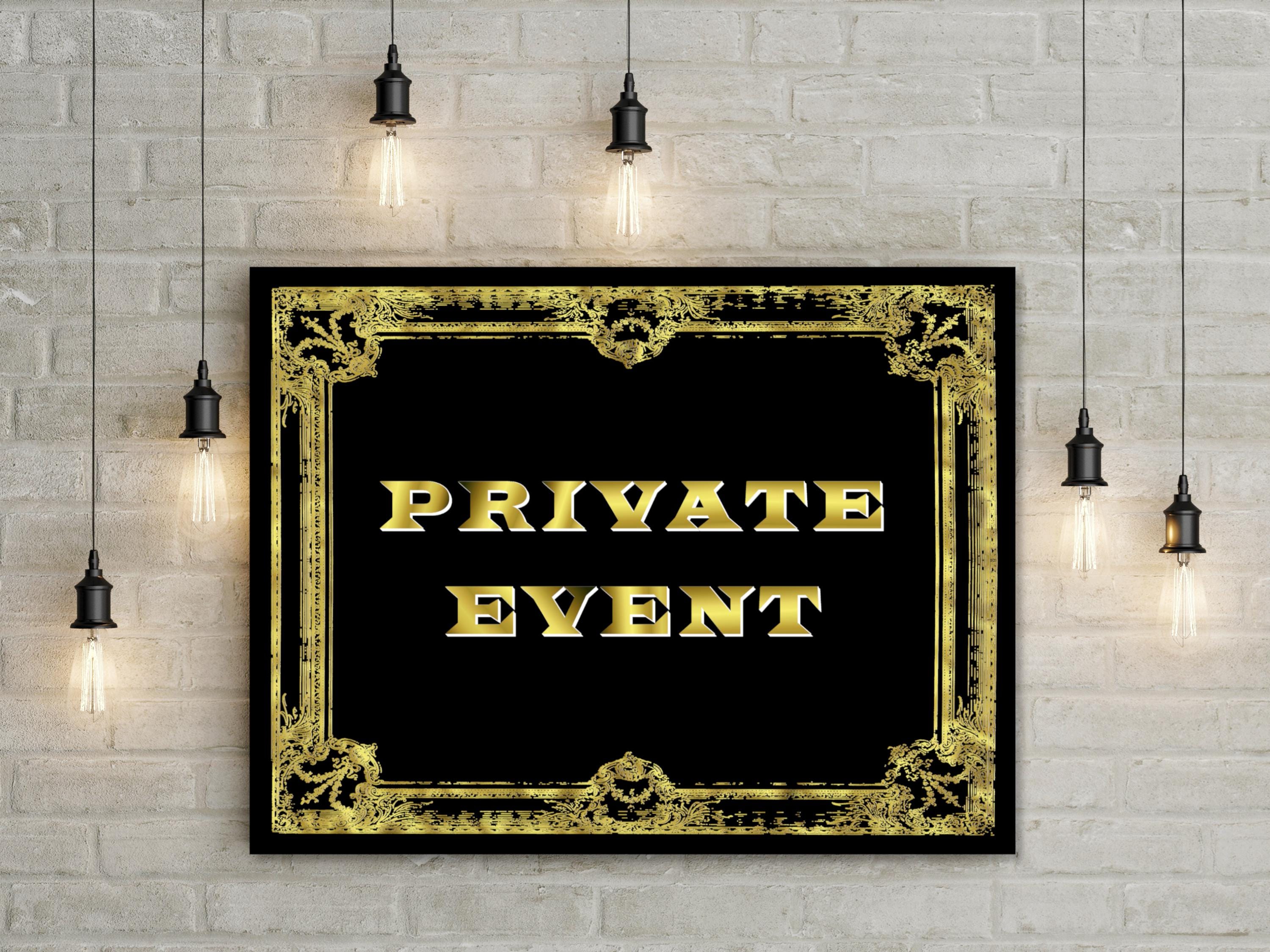 Digital Private Event Sign in Gold and Black, Printable Yard Sign or ...